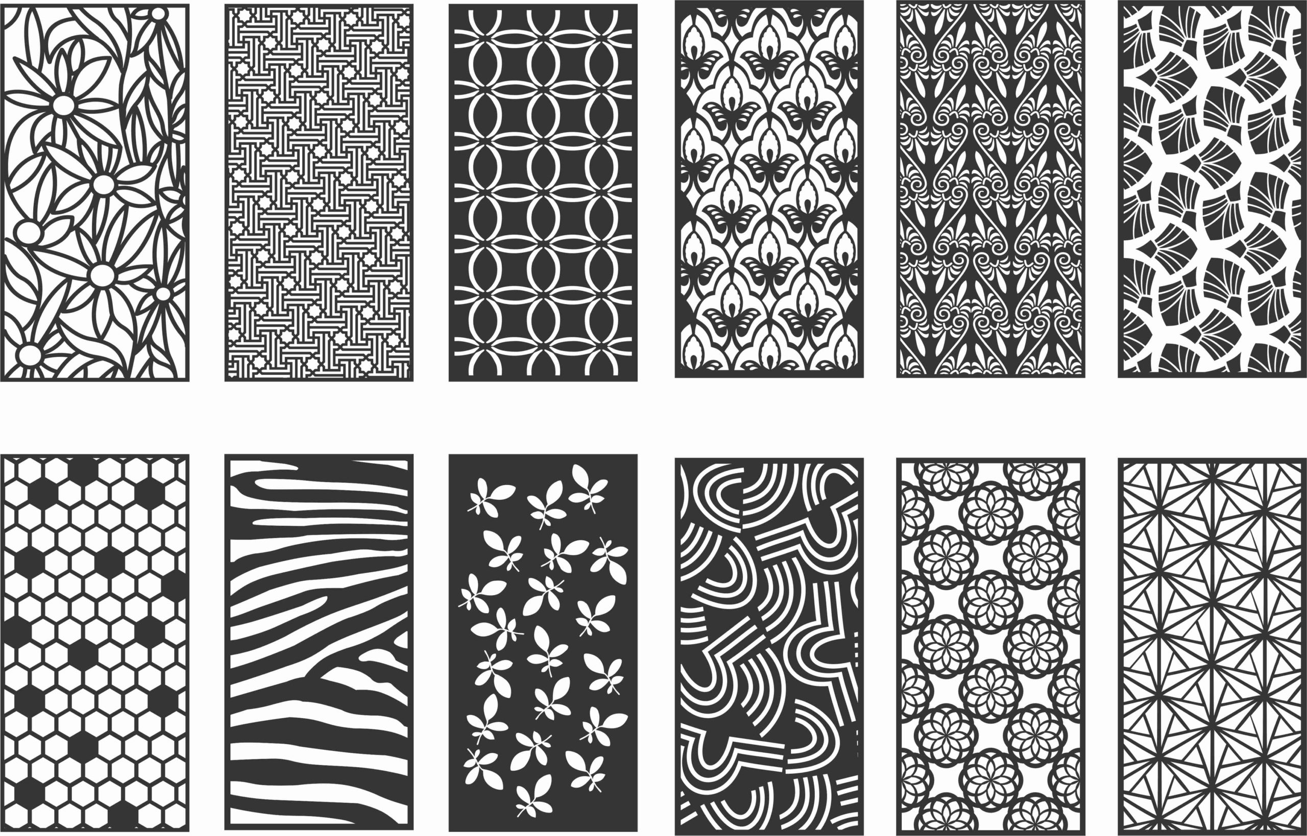 12 Pattern vectors dxf file for cnc - Cnc File