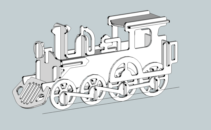 3D Locomotive Model dxf File - Cnc File