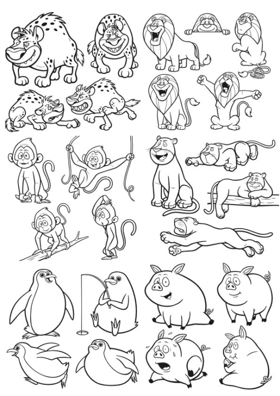 Cartoon Animals Vector Art Free Vector - Cnc File