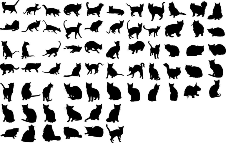 Cats Collection Vector Silhouette Free Vector - Cnc file