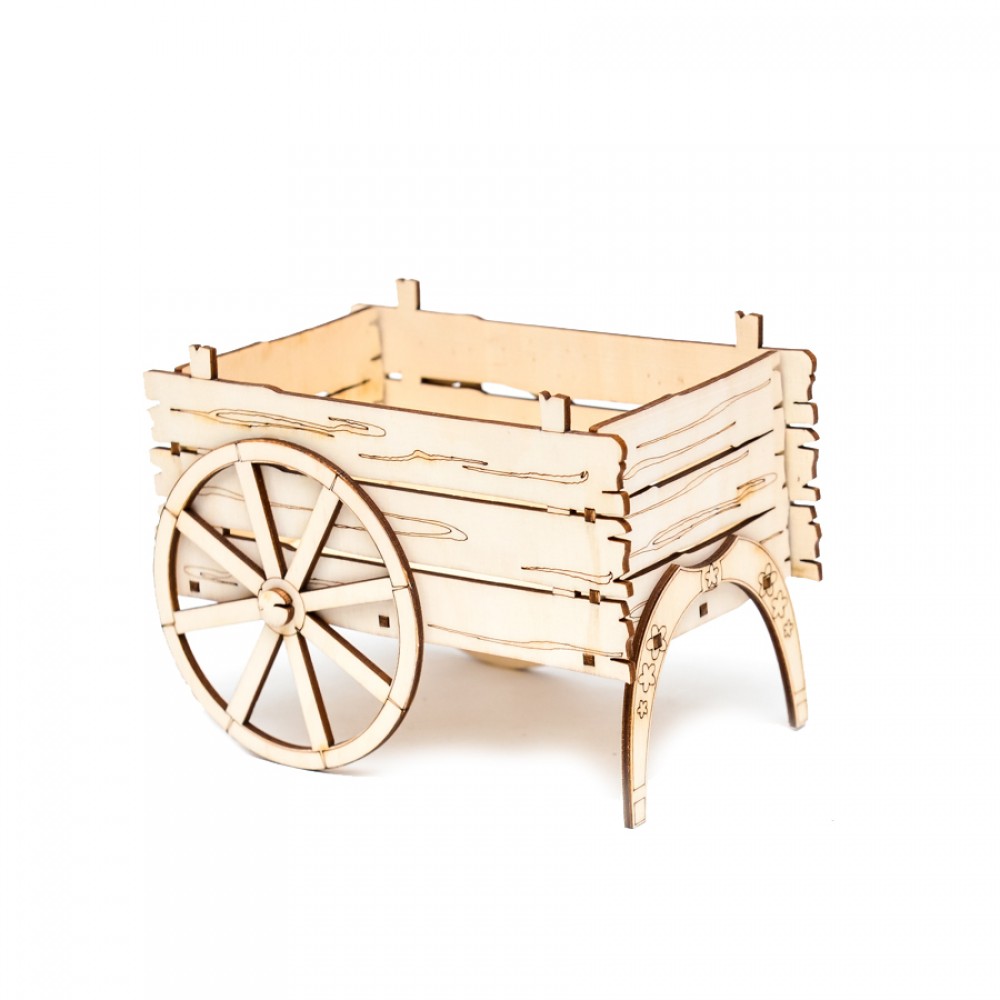 Laser Cut Carriage Cart Flower Basket Box Template Free Vector - CNC FILE