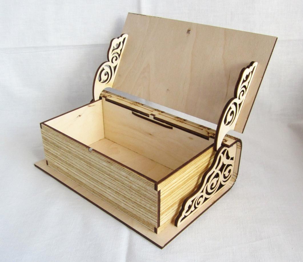 Laser Cut Engraved Wooden Book Shape Box With Lid Free Vector - CNC FILE