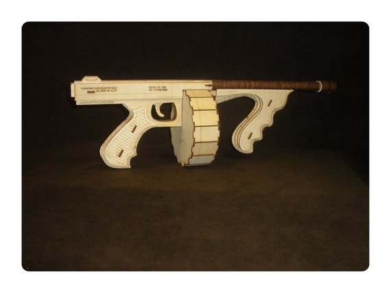 Wooden Tommy Gun Laser Cut DXF File - CNC FILE