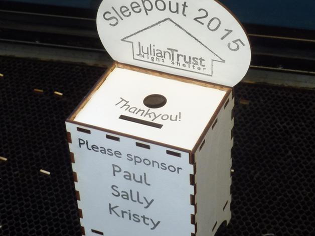 Charity Collection Box Laser Cut PDF File - CNC FILE
