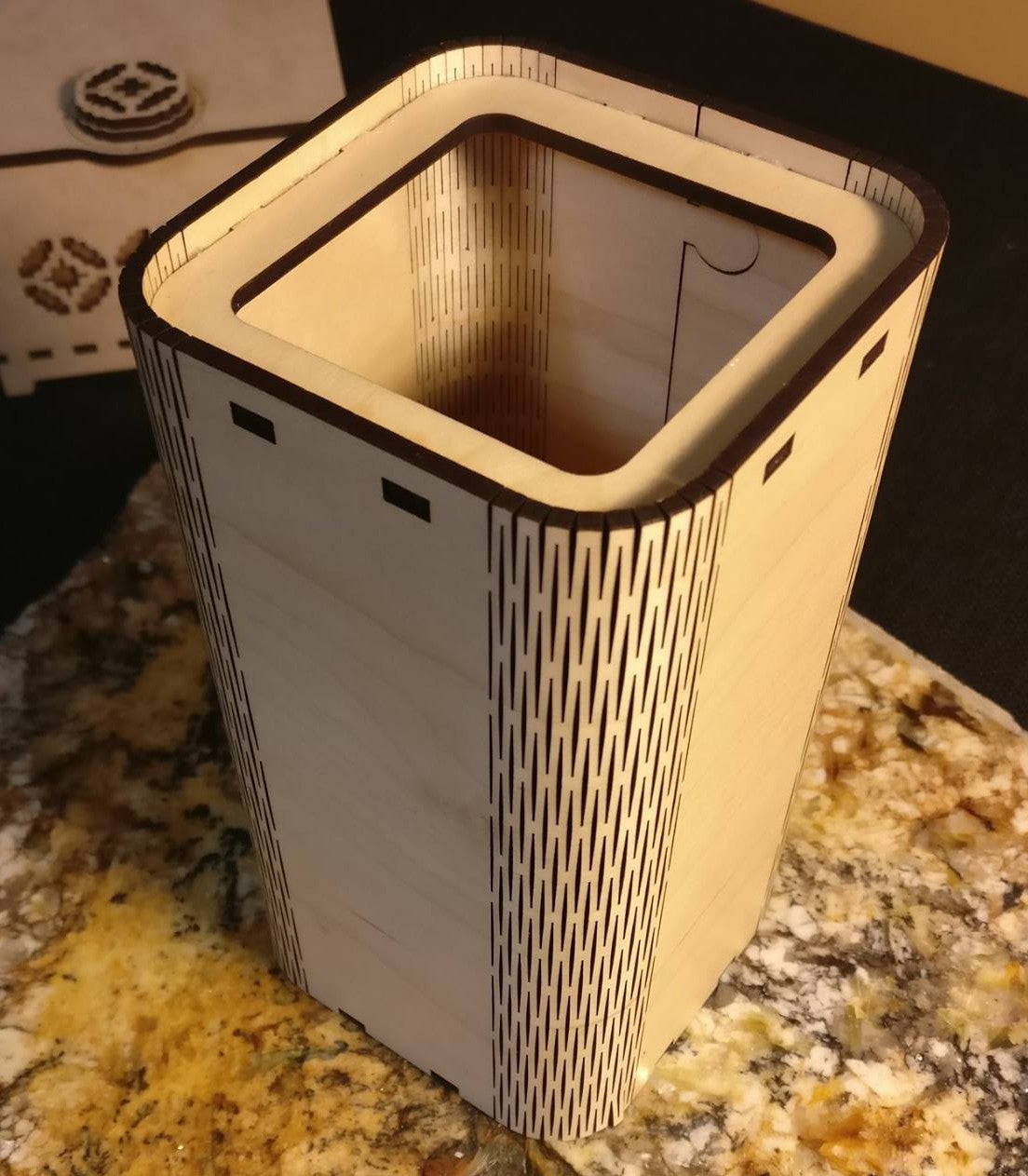 Laser Cut Pencil Cup With Living Hinges 3mm Template PDF File - CNC FILE