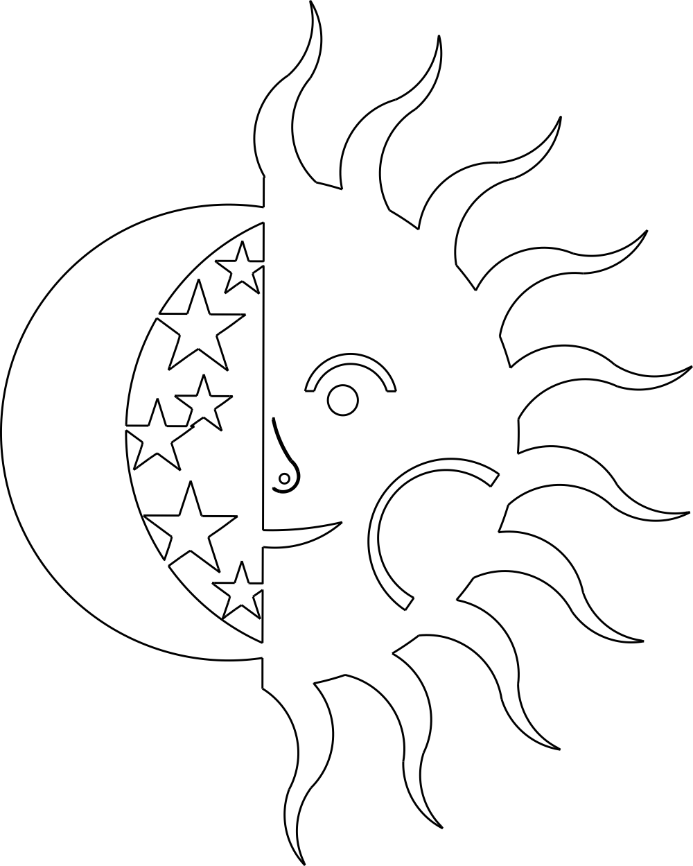 Sun And Moon DXF File - Cnc File