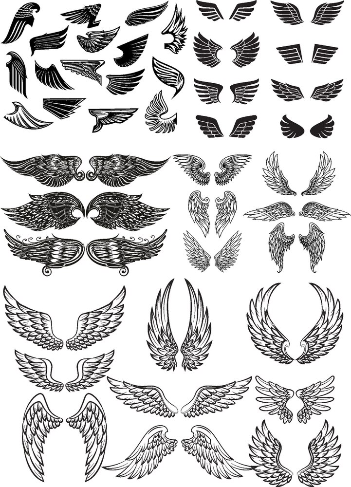 Wings Vector Set Free Vector - CNC FILE