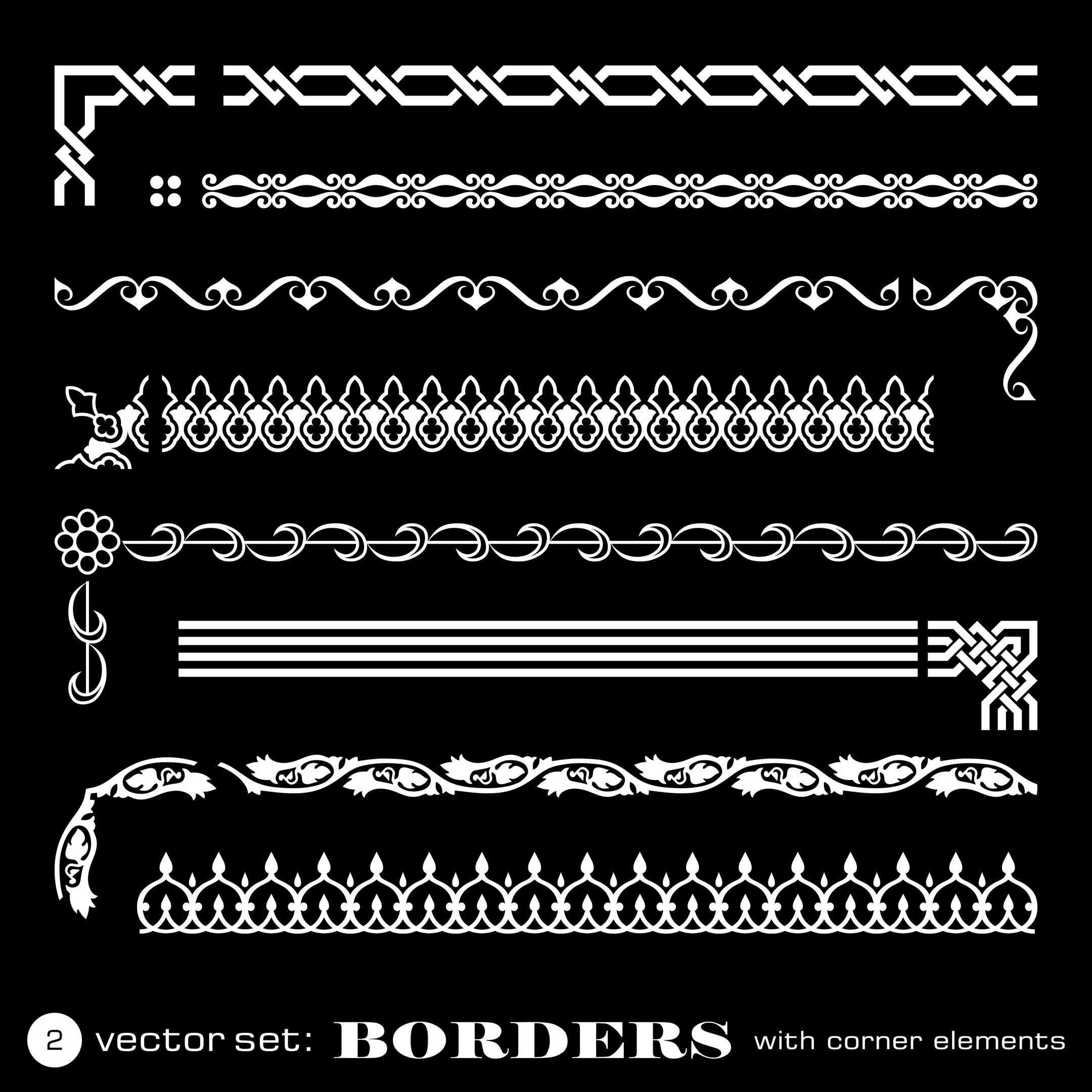 Borders With Corners Set Free Vector - CNC FILE