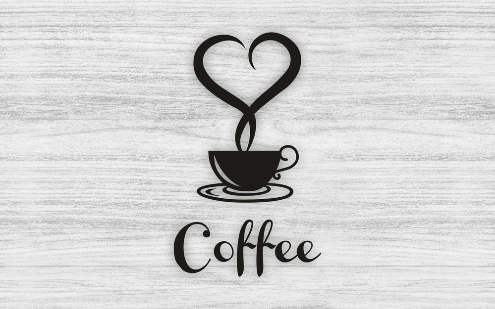 Laser Cut Coffee Cup With Heart Wall Art Decor Free Vector - CNC FILE