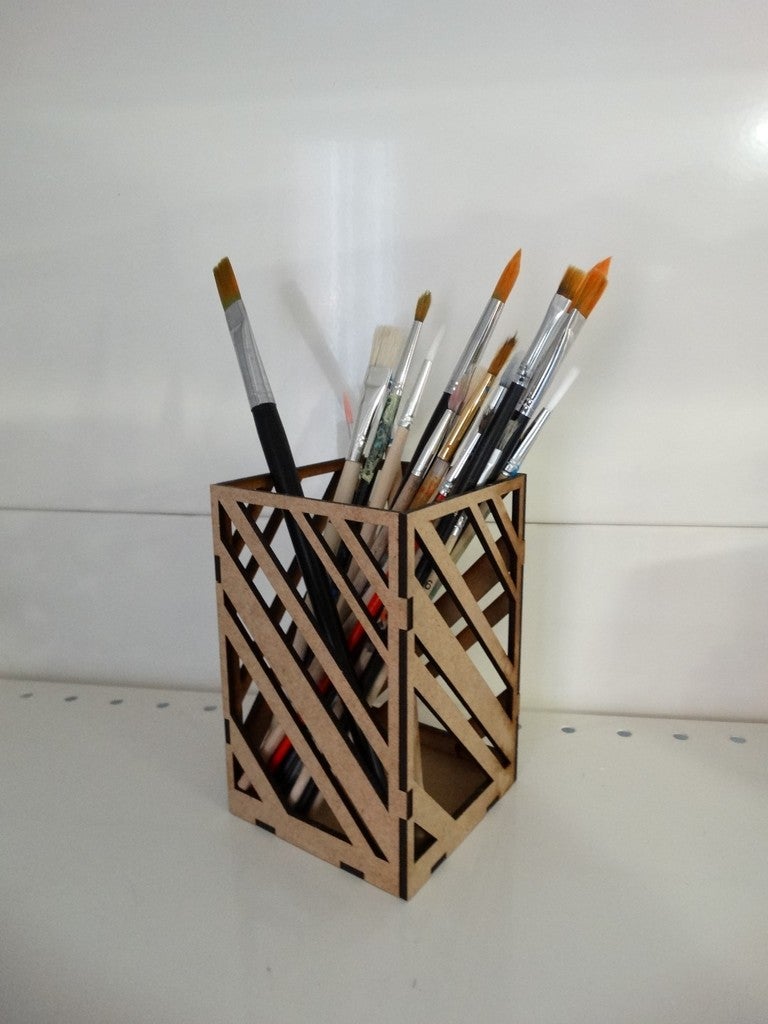 Laser Cut Modern Pencil Holder For Office Table 3mm DXF File - CNC FILE