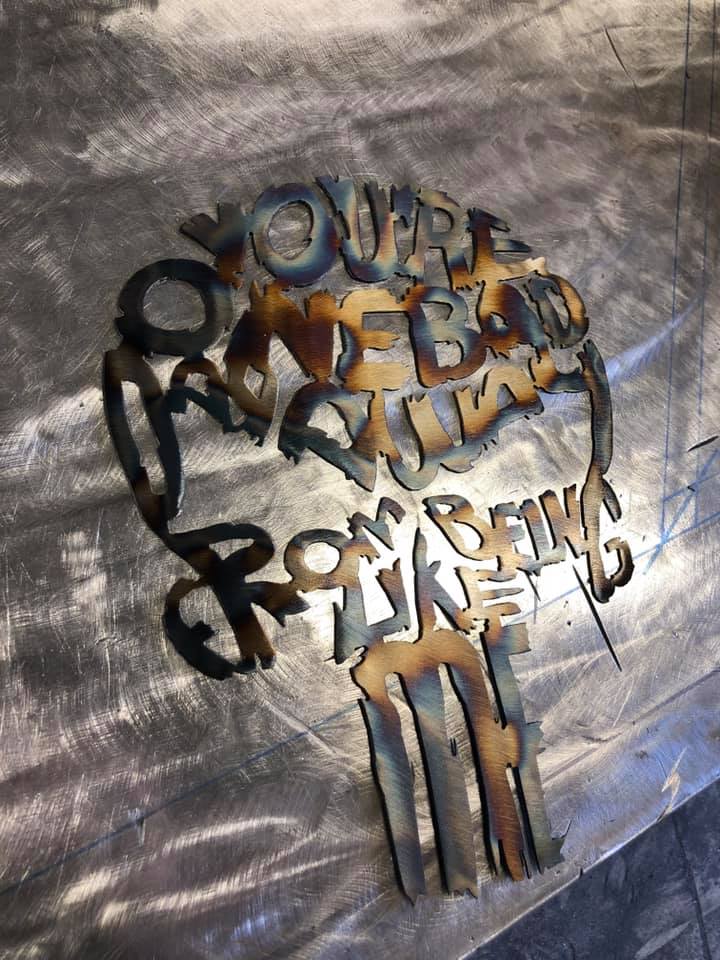 Punisher Skull Text DXF File - CNC FILE