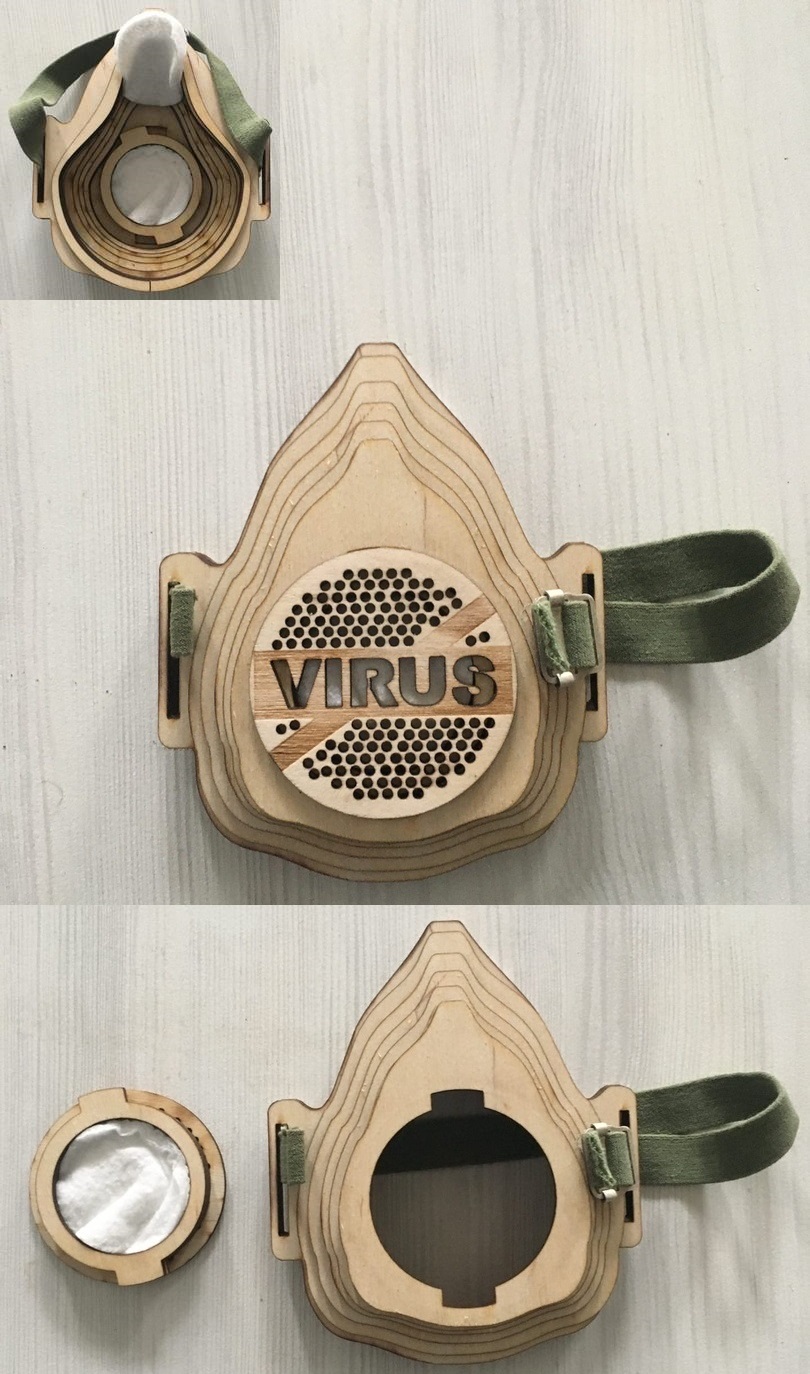 Laser Cut Wooden Face Mask With Replaceable Filter Free Vector - CNC FILE