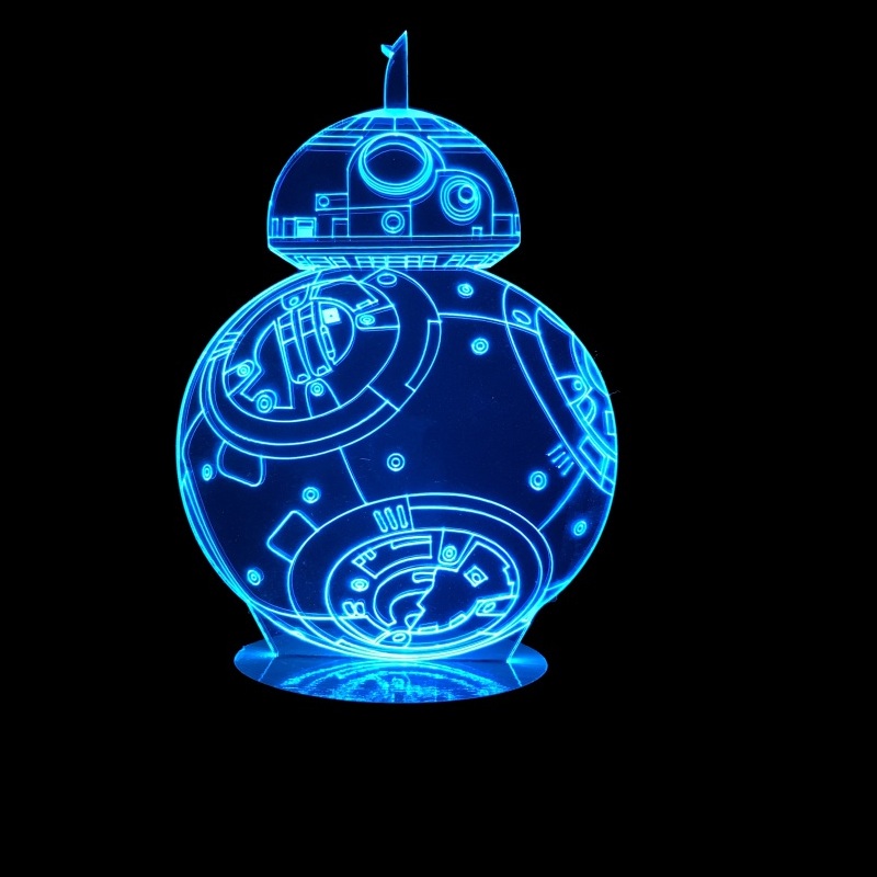3D Hologram BB8 Robot LED Lamp Free Vector - CNC FILE
