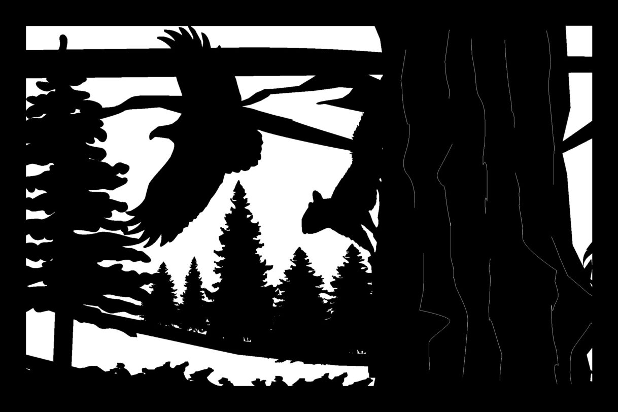 24 X 36 Tree Squirrel Eagle Plasma Art DXF File - Cnc File